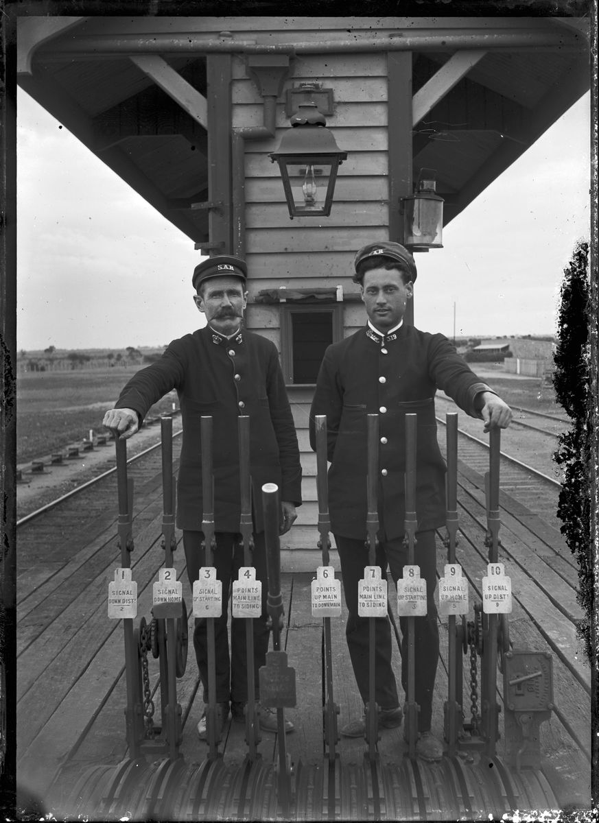 Signal men on platform - AGSA Collection