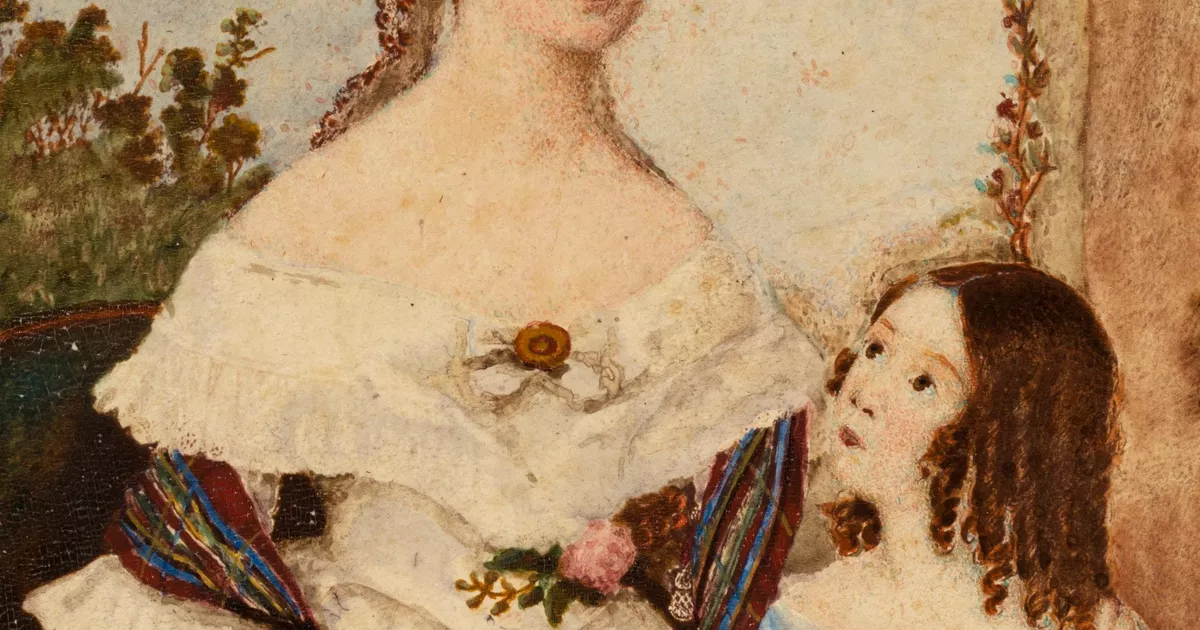 Mrs John Finlay Duff and child [photograph of a watercolour c1840s ...