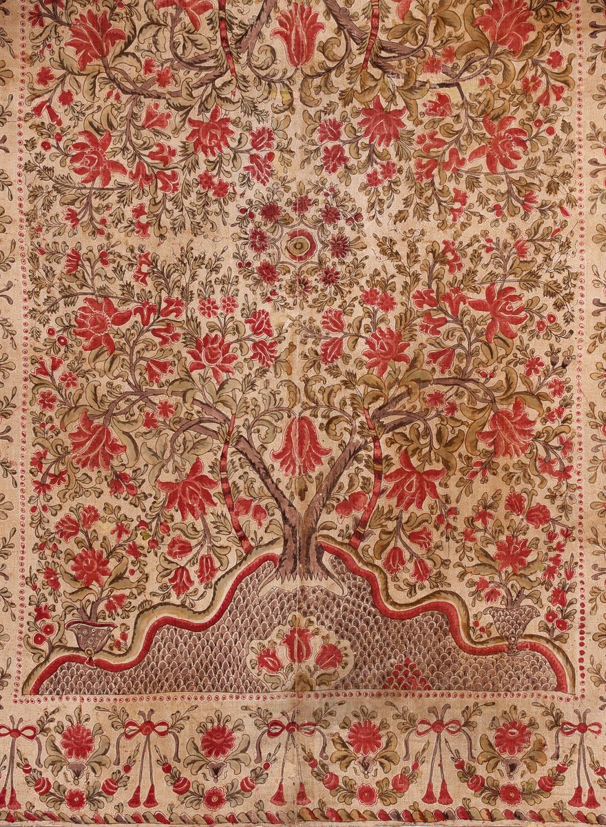 Ceremonial cloth and sacred heirloom (palampore), with tree of life and ...