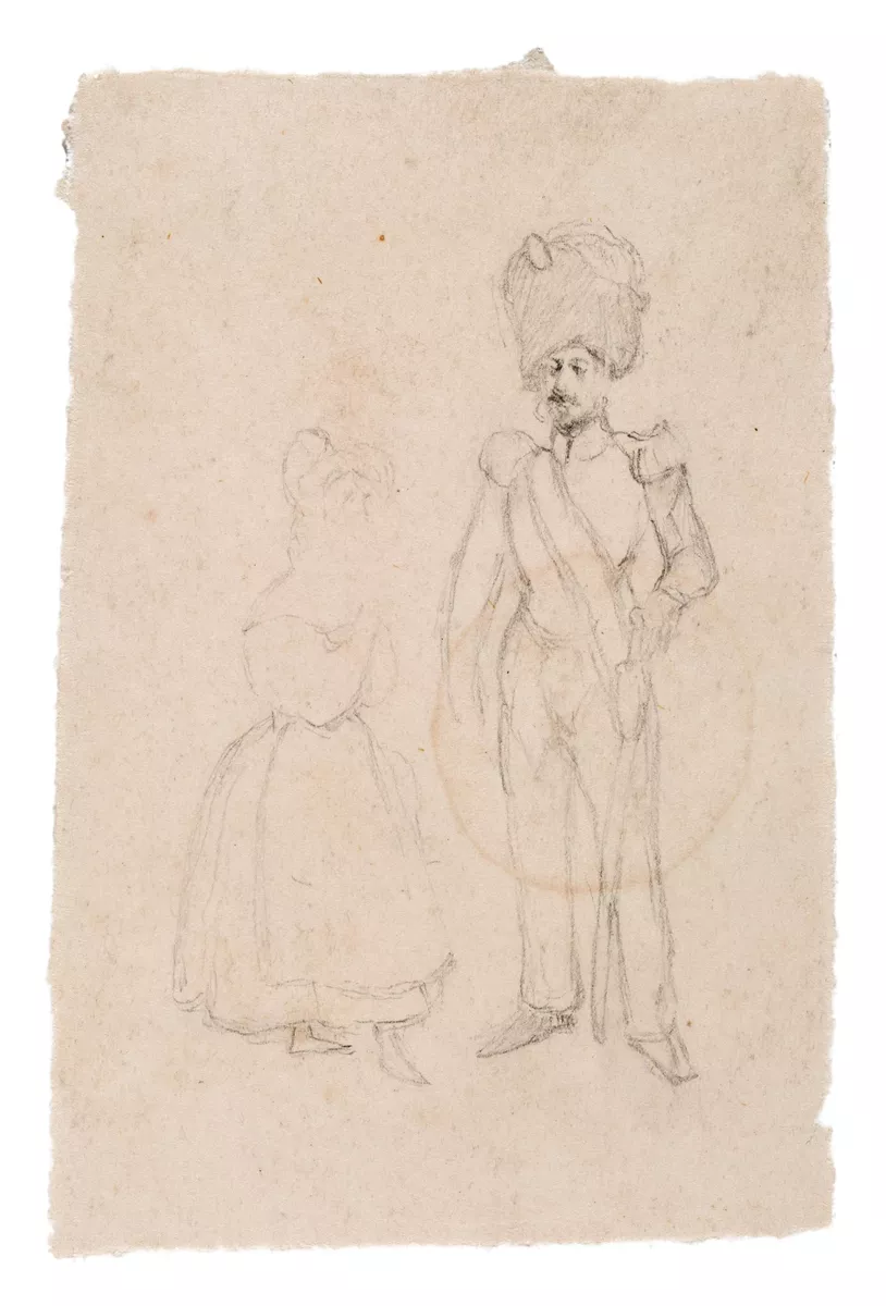 Sketch of British guard and woman - AGSA Collection