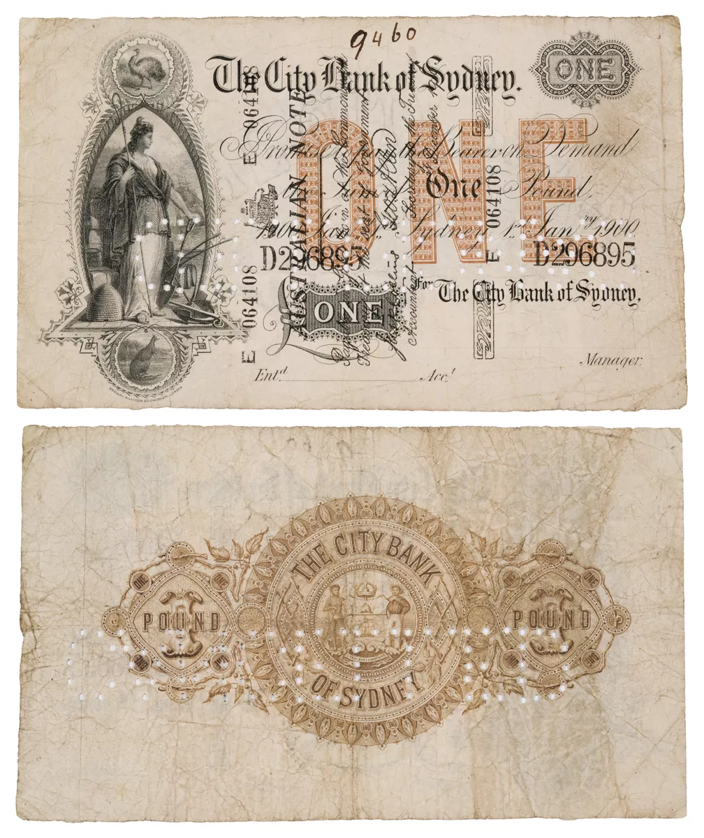 Superscribed Note. Commonwealth of Australia: The City Bank of Sydney ...