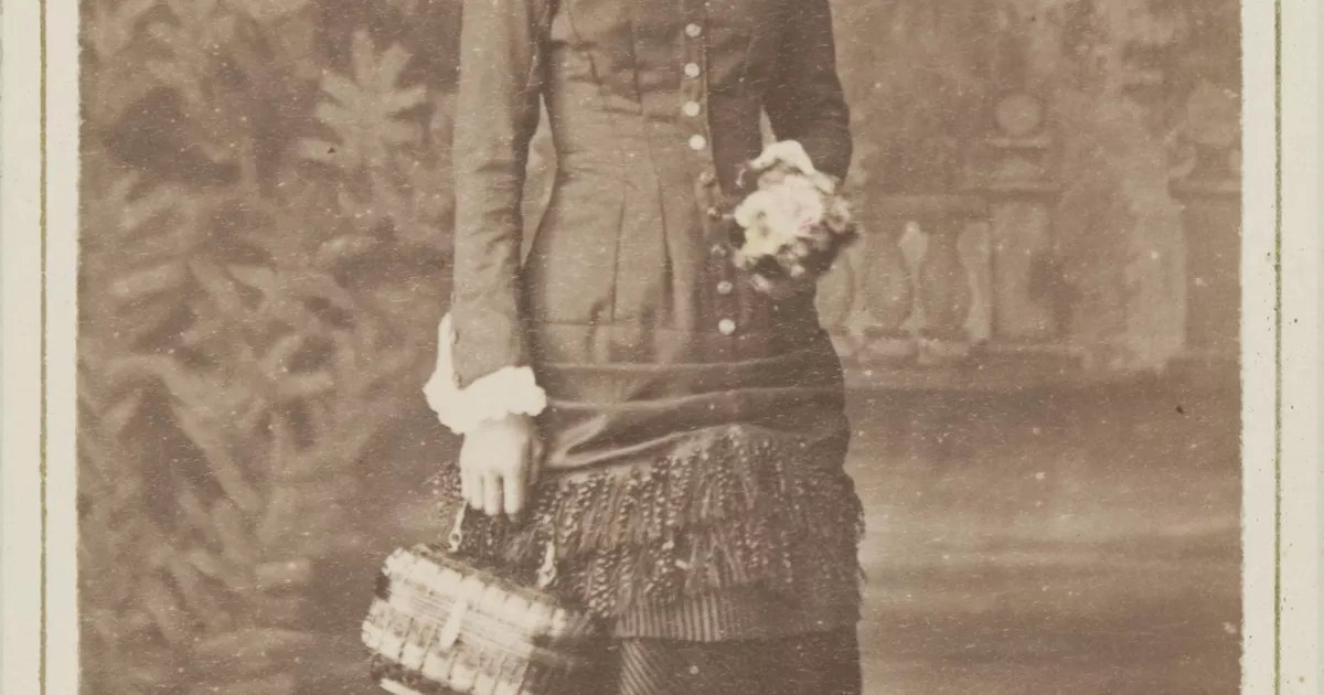 Portrait of Miss Simpson holding basket of flowers - AGSA Collection