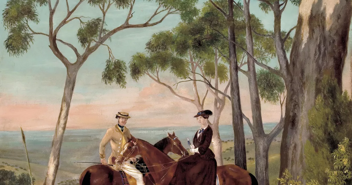 Artist and his wife Frances Amelia on horses - AGSA Collection