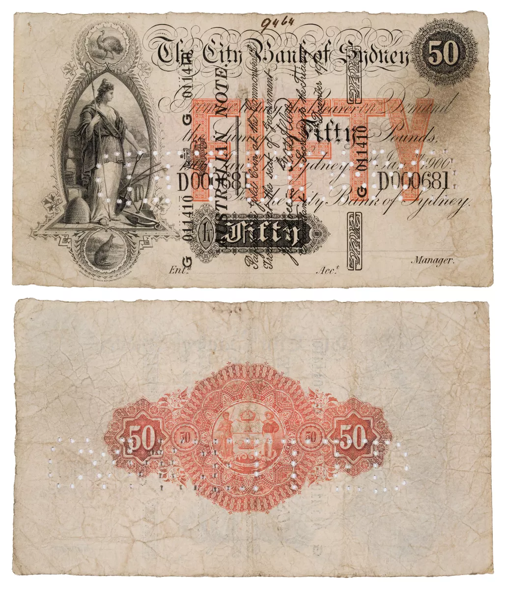 Superscribed Note. Commonwealth of Australia: The City Bank of Sydney ...