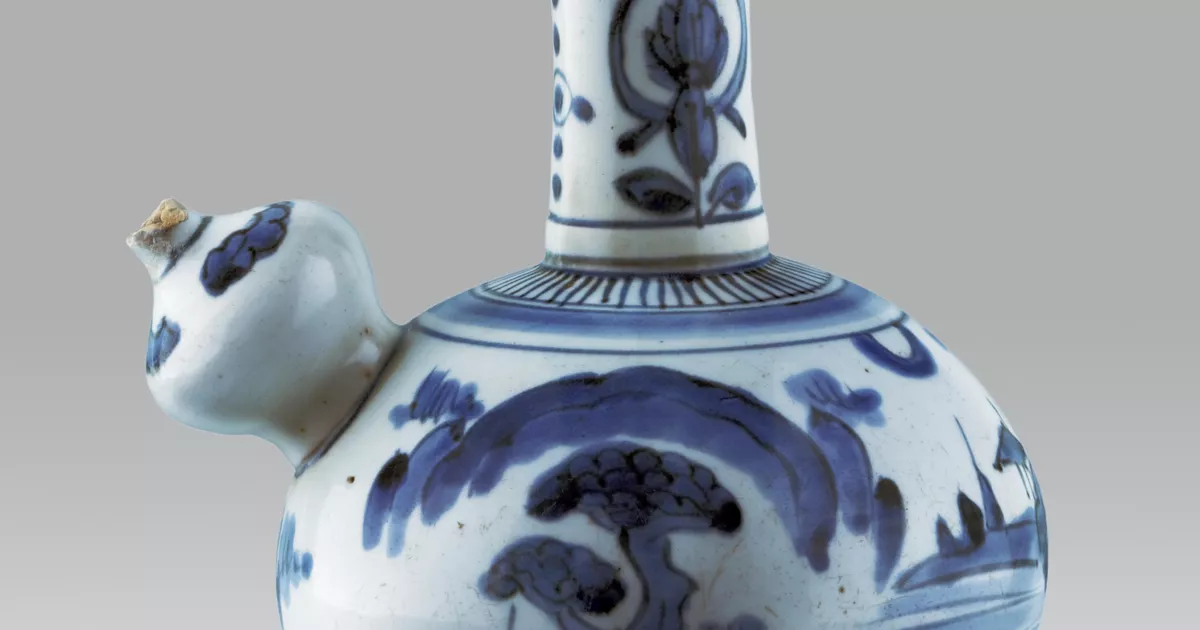 Pouring vessel (kendi), with landscape scene - AGSA Collection