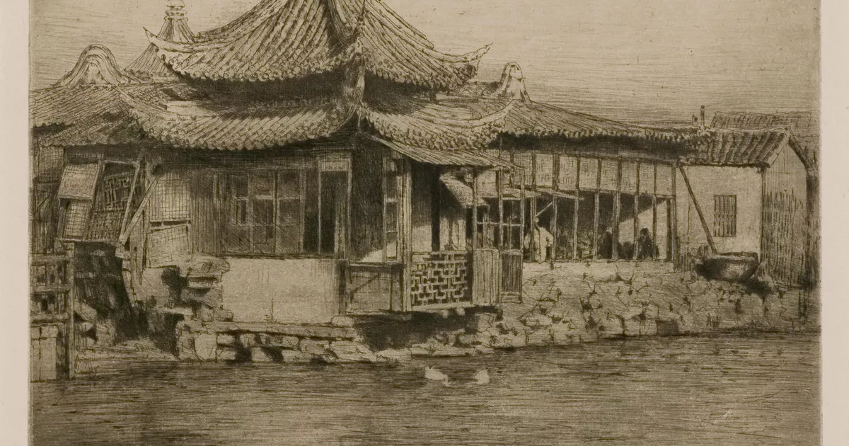 A waterside tea house, China - AGSA Collection
