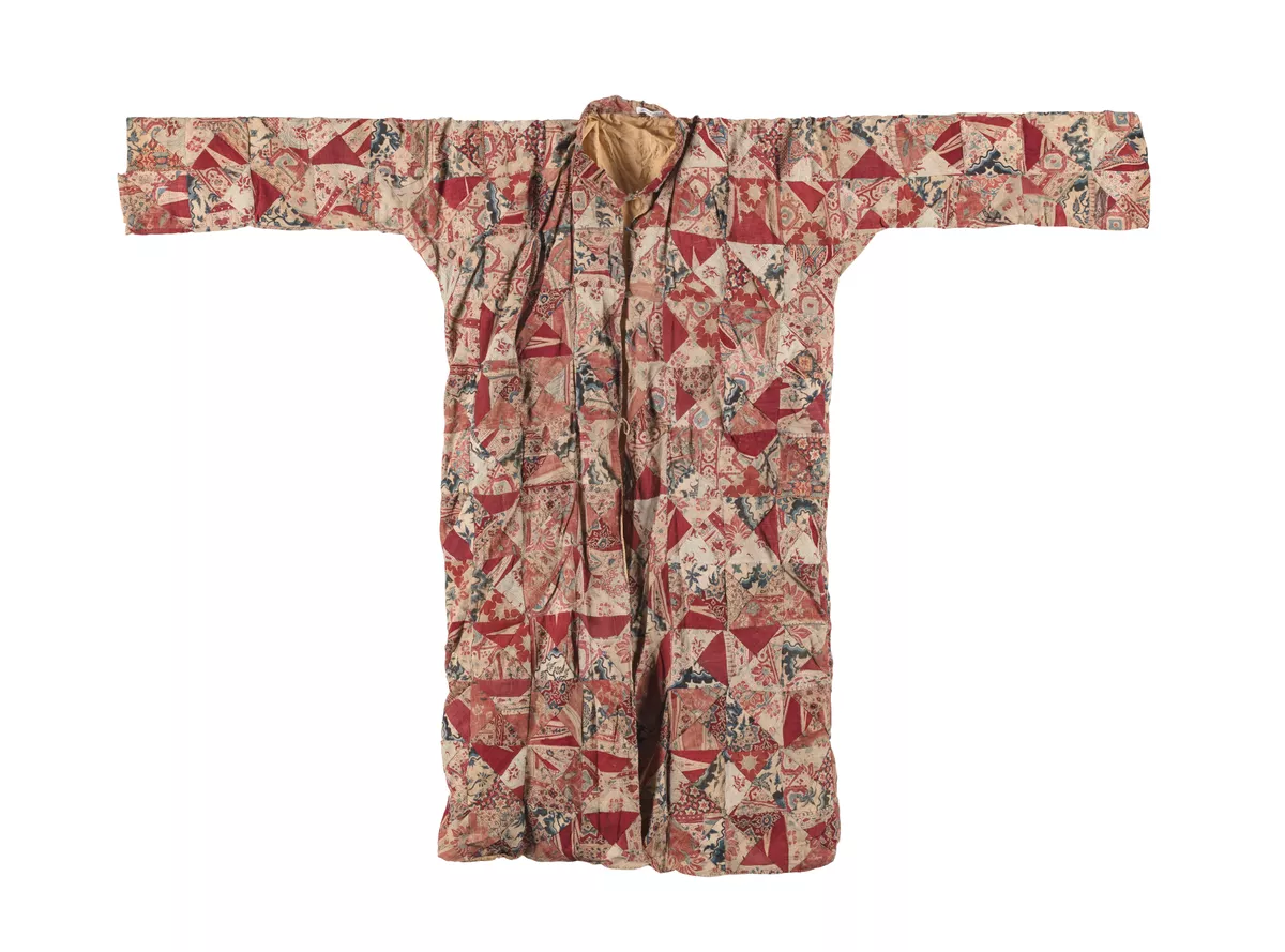 Ceremonial jacket (baju), assembled with Indian and Javanese patchwork ...