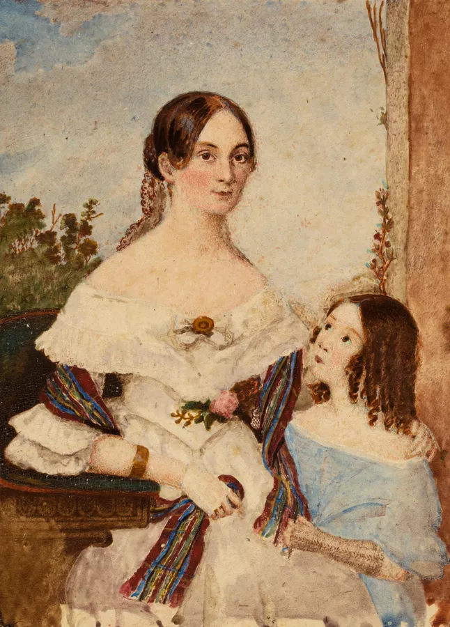 Mrs John Finlay Duff and child [photograph of a watercolour c1840s ...