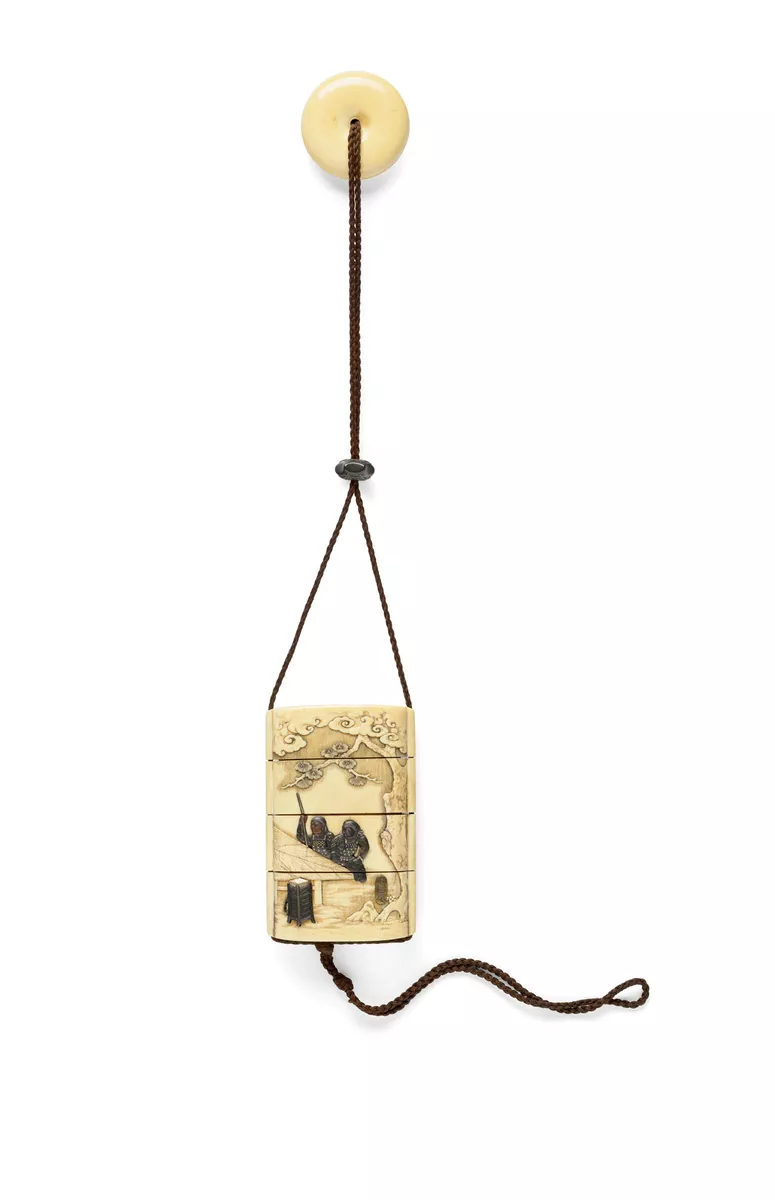 Inro, with samurai ojime and natsuke - AGSA Collection