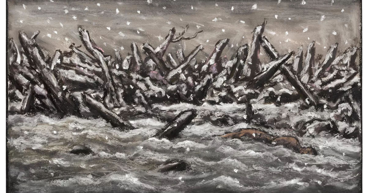 Drawing (river in snowstorm with drowned figure) - AGSA Collection