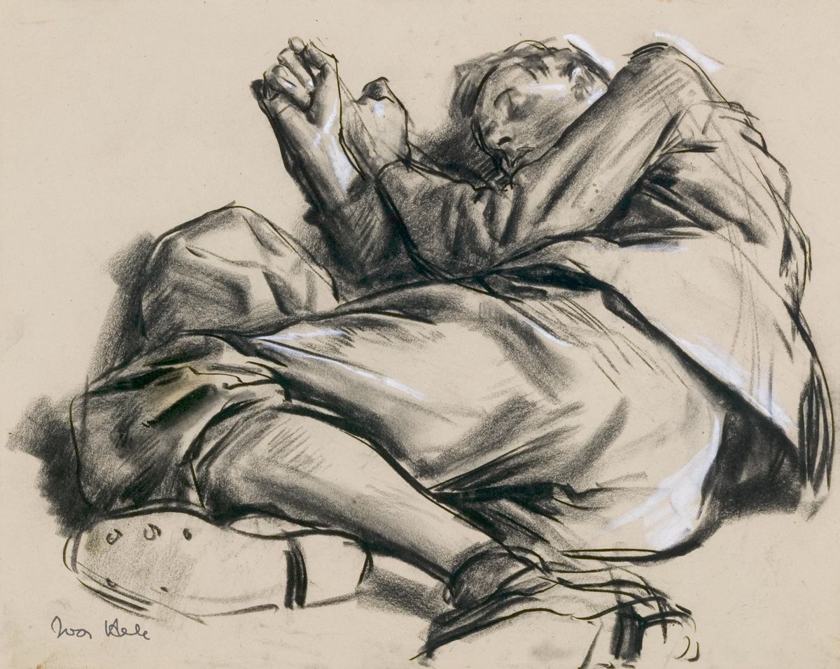 Study for a dead soldier in the painting 'Raid on Carrier Hill (by a ...