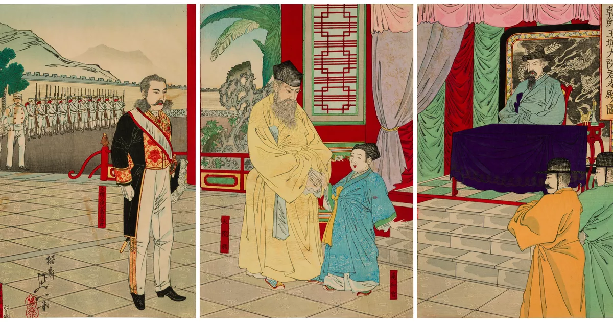 Illustration of the Meeting with Taewongun at the Korean Royal Palace ...