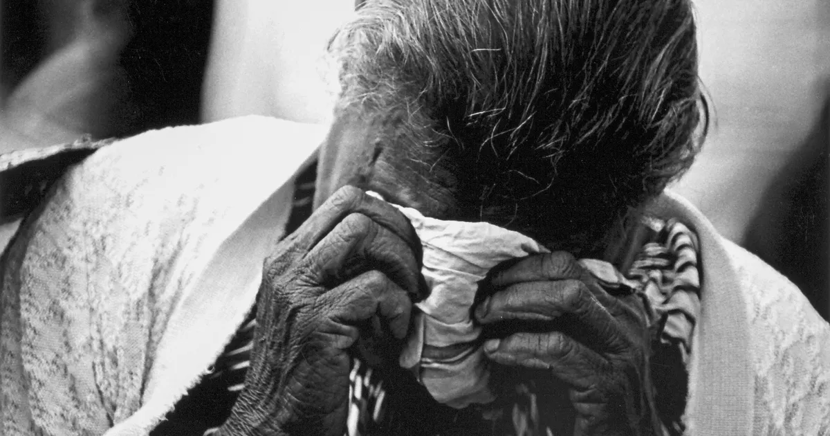 Aboriginal woman grieving at funeral Cherbourg - AGSA Collection