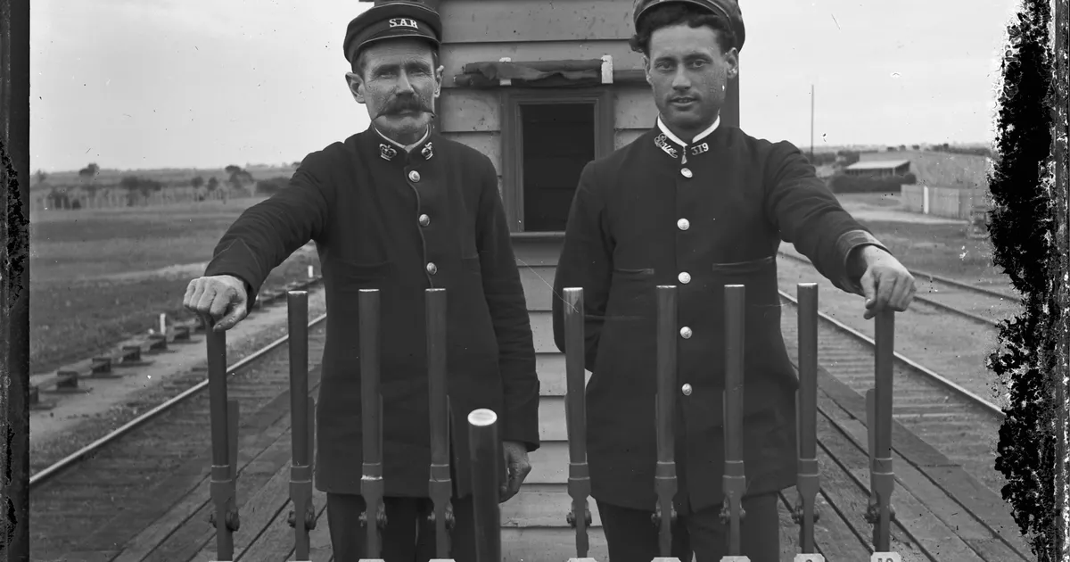 Signal men on platform - AGSA Collection