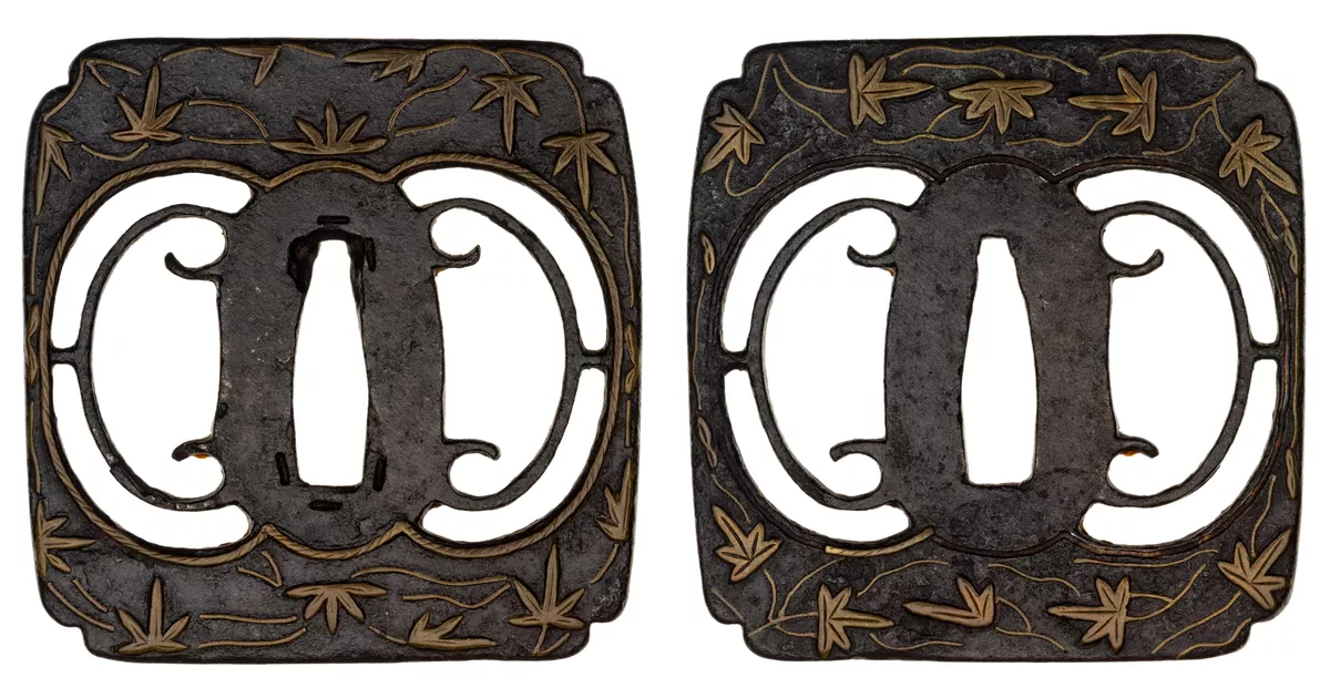 Tsuba, maple leaf design - AGSA Collection