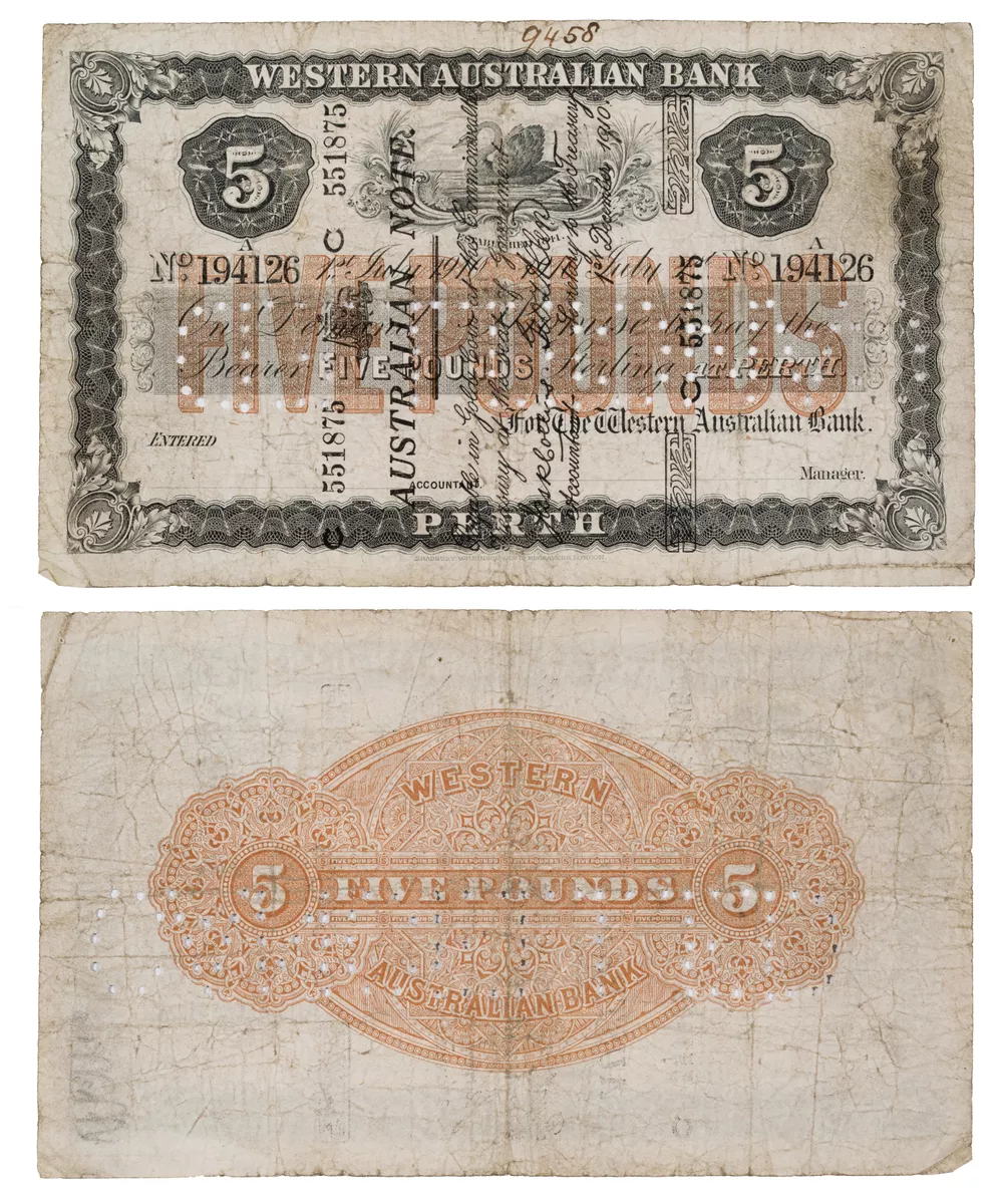 Superscribed Note. Commonwealth of Australia: Western Australian Bank ...