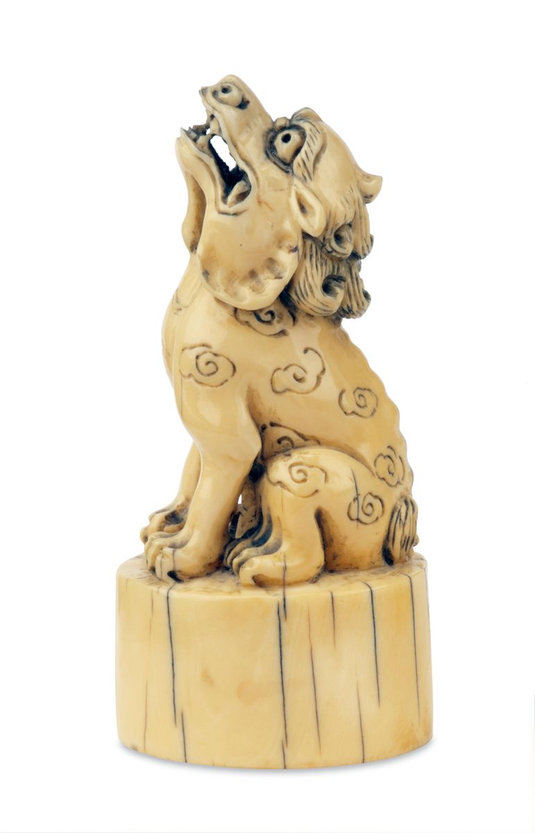 Netsuke, seal, Howling kirin - AGSA Collection