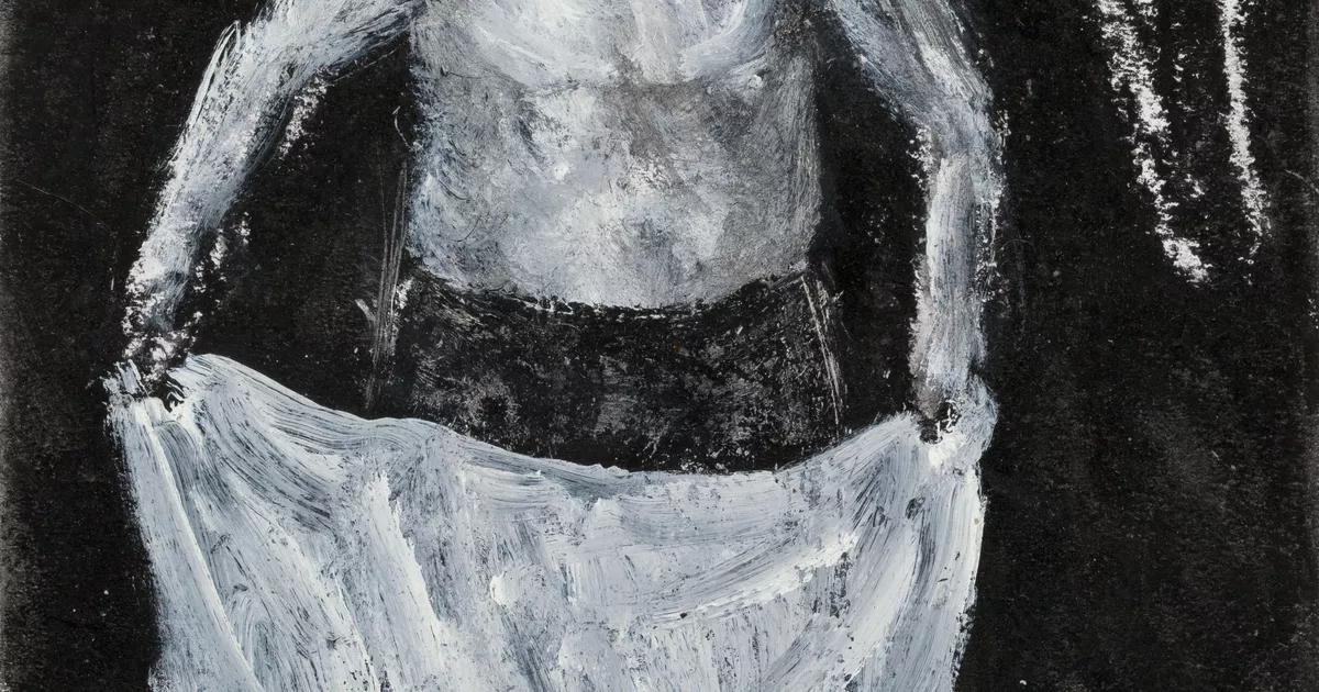 Drawing (man with a white cape and a levitating figure) - AGSA Collection