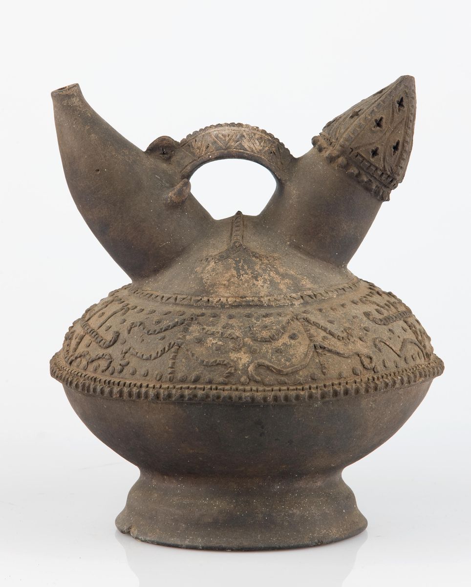 Pouring vessel (kendi), with stylised figures - AGSA Collection