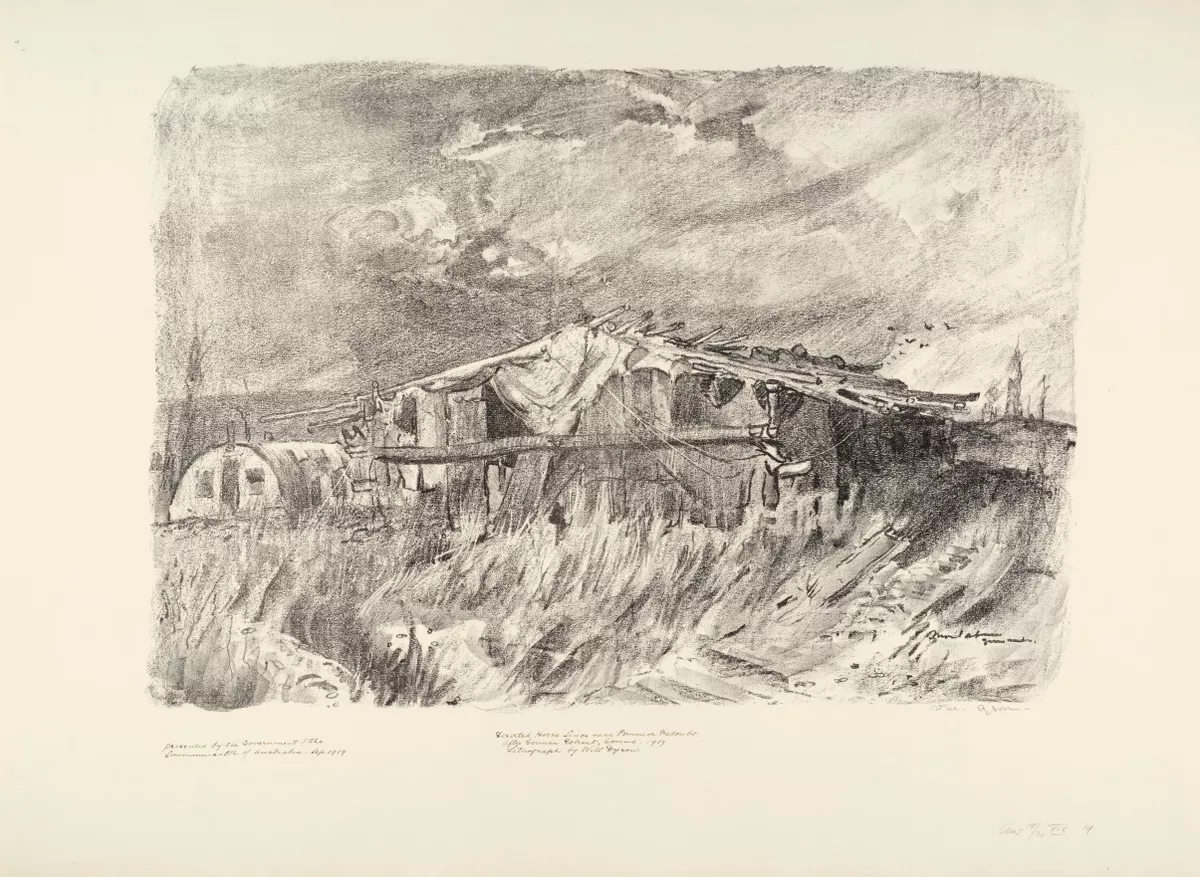 Deserted horse lines near Pommiers Redoubt after German retreat, Somme ...