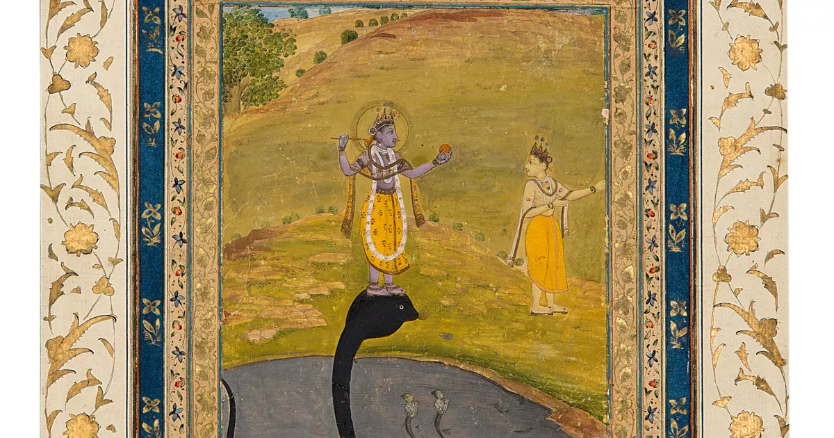 Krishna and the serpent Kaliya - AGSA Collection