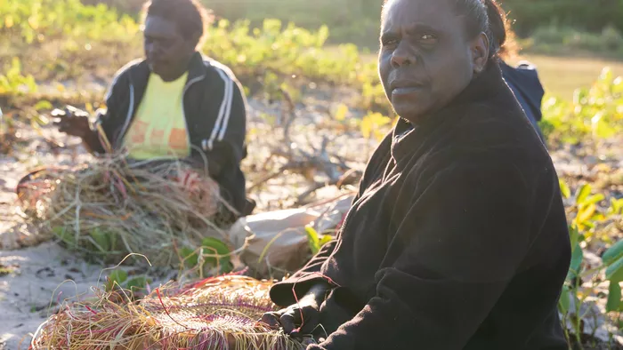 Weaving with Rose Wilfred from Numbulwar Numburindi Arts - AGSA