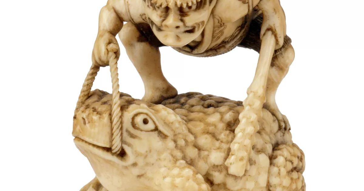 Netsuke, Oni riding on toad - AGSA Collection