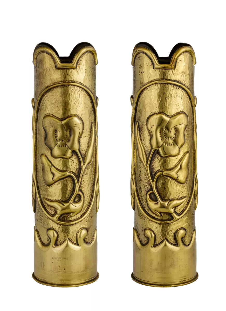 Pair of WW1 artillery shells [with poppy motif] - AGSA Collection