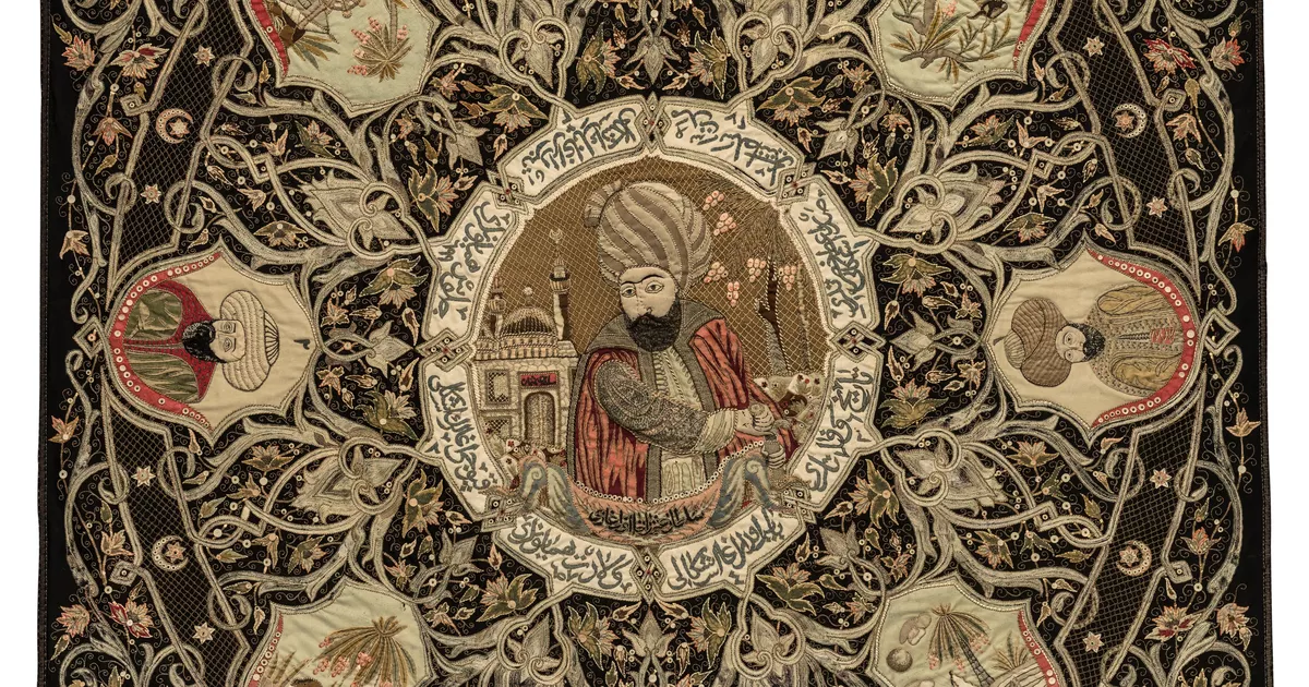 Commemorative hanging, depicting the founder of the Ottoman empire ...
