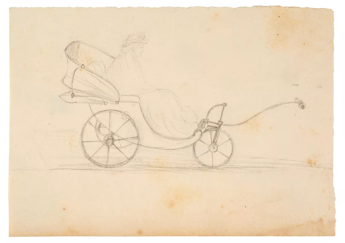 Sketch of a woman in a carriage or phaeton - AGSA Collection