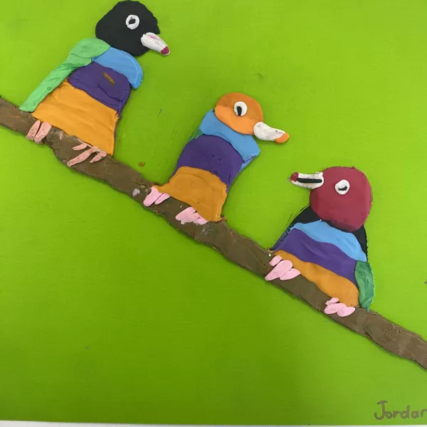 Year 3 Plasticine Bird Portraits - Immanuel Primary School - AGSA