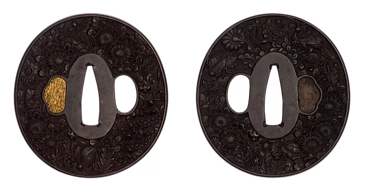 Tsuba, autumn flowers and insects - AGSA Collection