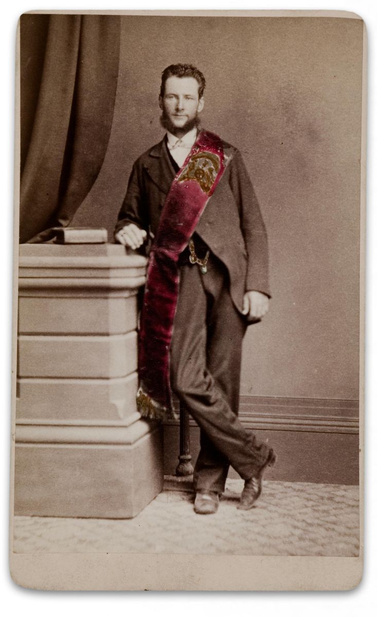 Portrait of gentleman wearing coloured sash - AGSA Collection