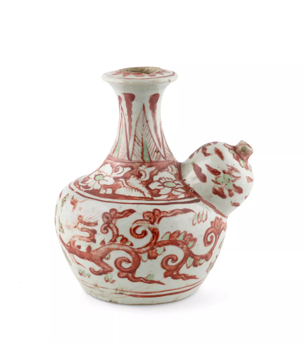 Pouring vessel (kendi), with mammiform spout and stylised dragon motif ...