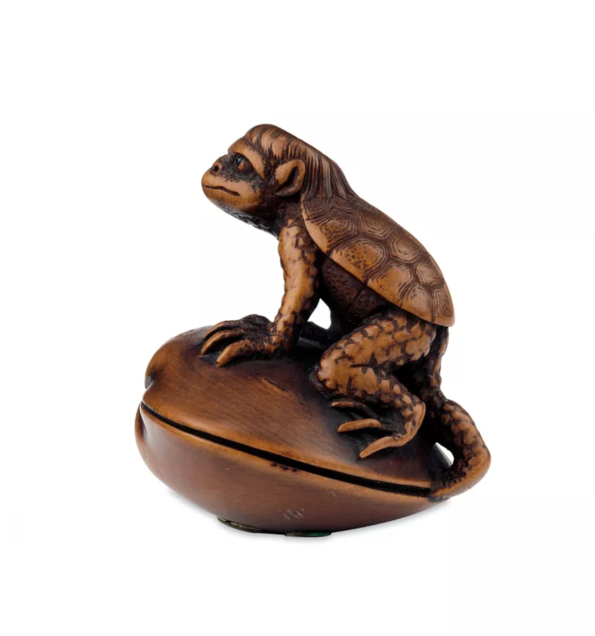 Netsuke, water sprite (kappa) on clam shell - AGSA Collection