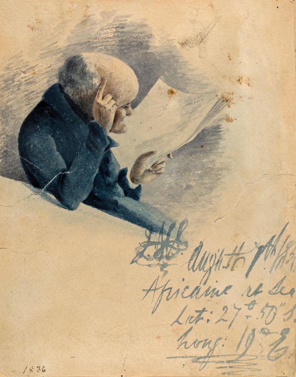 Old Man Reading at Sea on the Africaine, 1836 - AGSA Collection